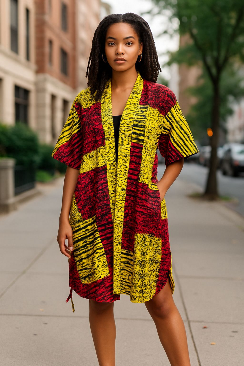 Dupsie's Xhola Red and Yellow African Print Ankara Kimono Dress DPA3YL – Dupsie's African Fashion