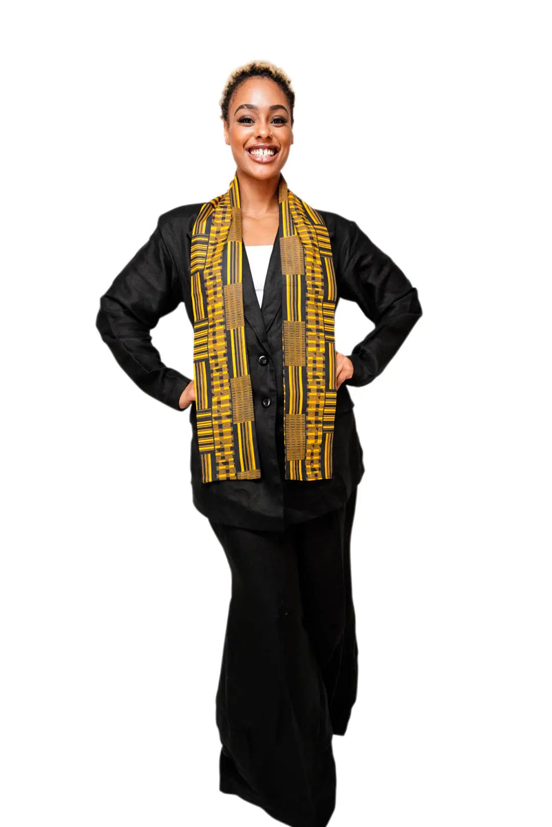 Nansa Black and Gold African Print Kente Sash - Dupsie's – Dupsie's ...