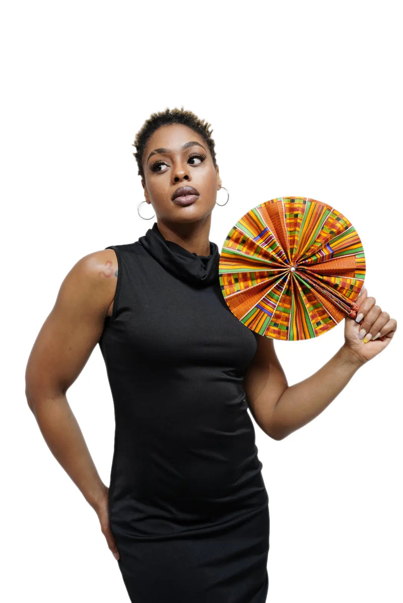 Kujoe African Kente Print Hot-flash Fan-DPPF313 – Dupsie's African Fashion