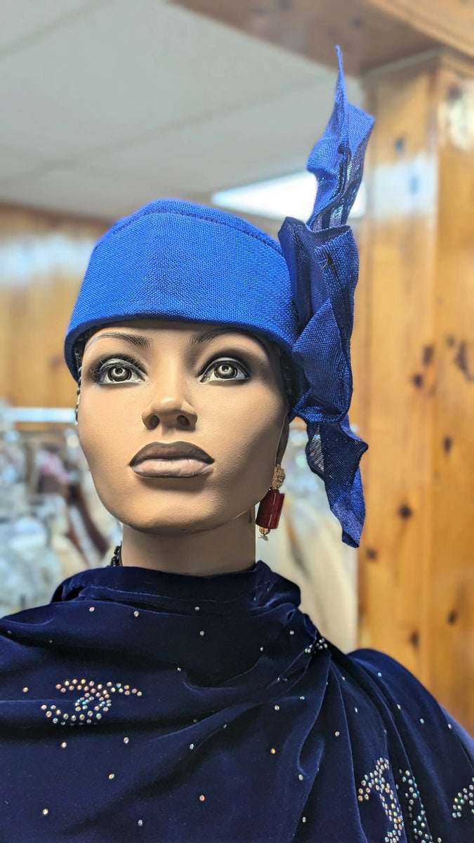Emotan Royal-Blue Aso Oke Autogele Ready Gele Head Wrap – Dupsie's ...