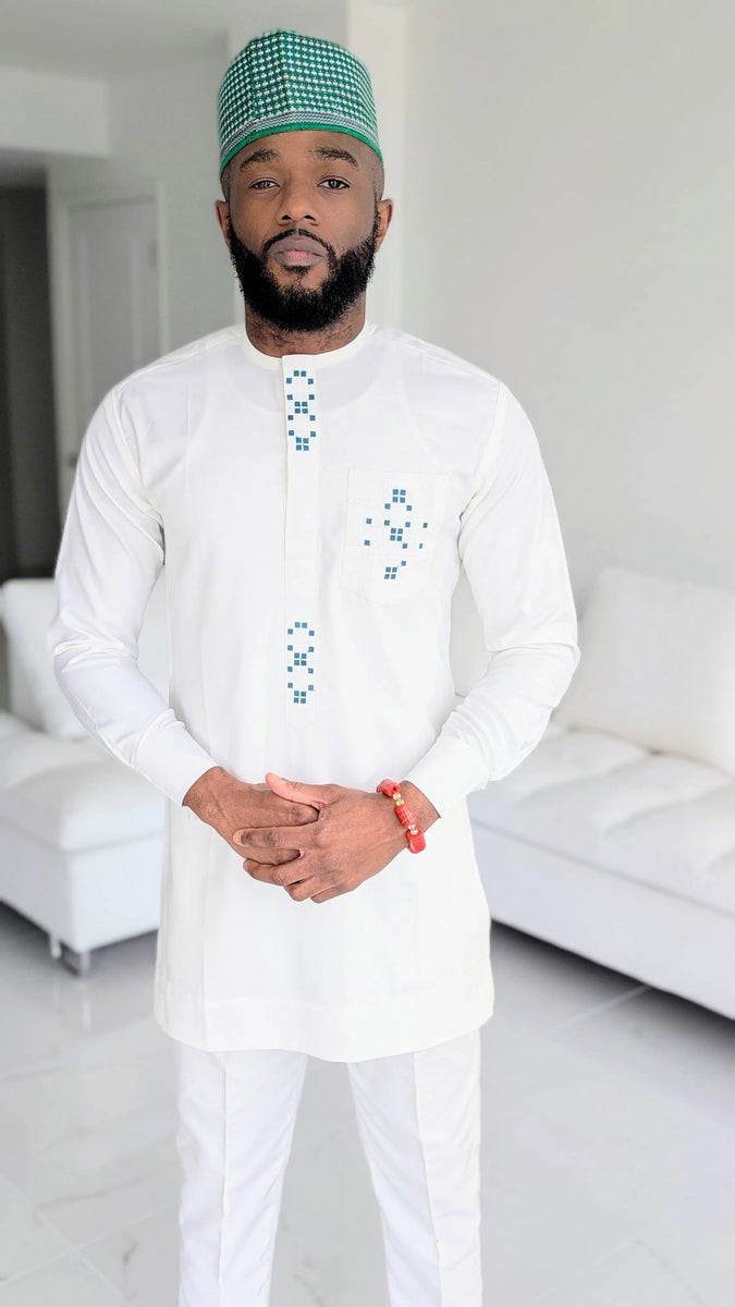 Birnin Gwari Prestige Ivory and Green Dashiki Suit | Fashion – Dupsie's ...