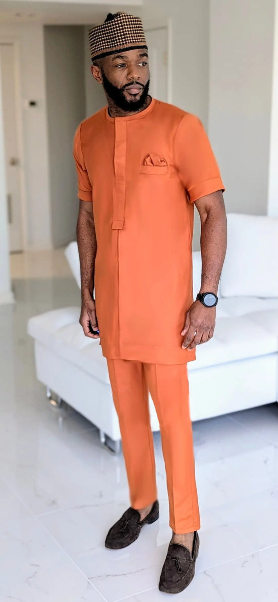 Danladi Burnt-Orange Senator Dashiki Suit | Slim Fit Pants – Dupsie's ...