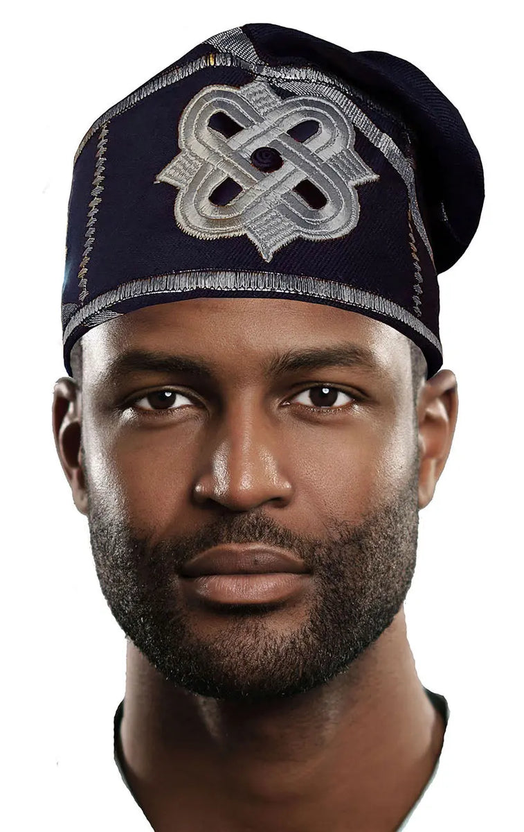 Navy Blue Aso Oke African Hat Cap – Dupsie's African Fashion