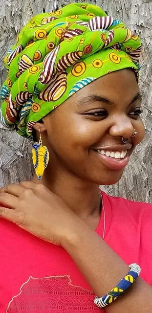 Green African Print Ankara Pre-tied Modu Hat-DP3843PT – Dupsie's ...