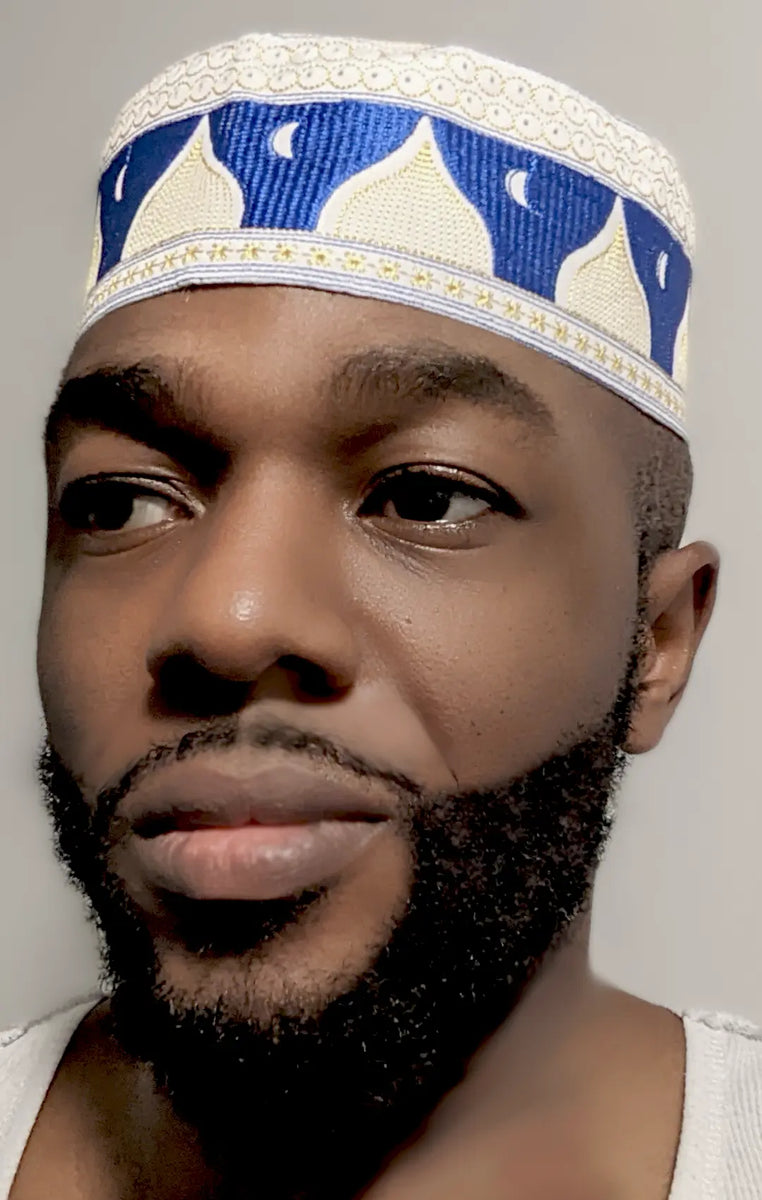 Kambi Off-White Gold and Blue African Kofia Hat-DPHK104 – Dupsie's ...