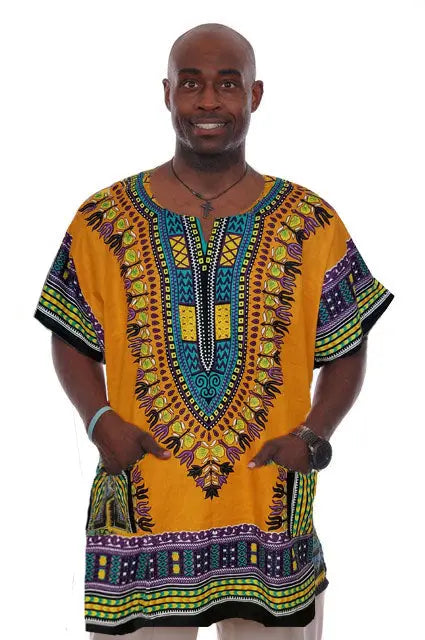 Orange Traditional African Print Dashiki Shirt-DP3715MDF – Dupsie's ...