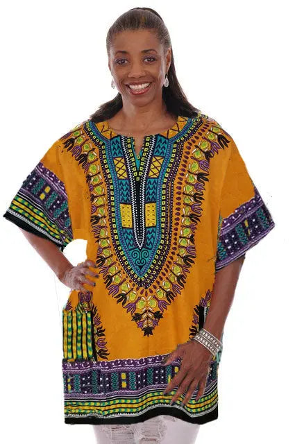 Orange Traditional African Print Dashiki Shirt-DP3715WDF – Dupsie's ...