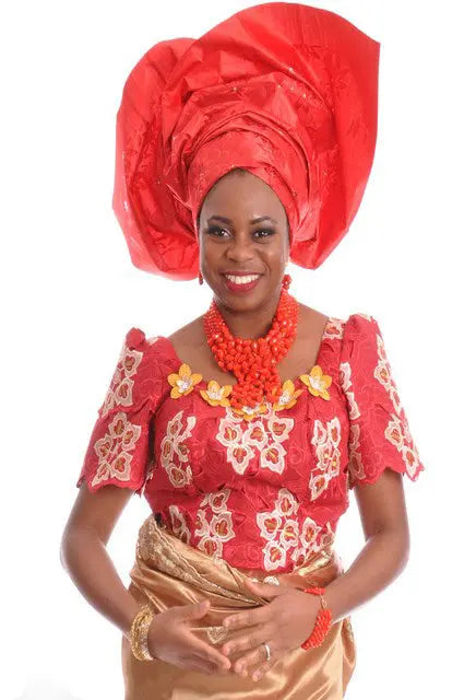 Elegant Red and Beige African Lace Bustier Top-DPIM035 – Dupsie's ...