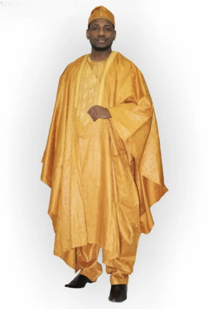Gold African Brocade Agbada(Grand boubou) for Men – Dupsie's African ...