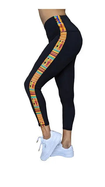Washoge Accrah Women's High Waist Workout Kente Leggings – Dupsie's ...